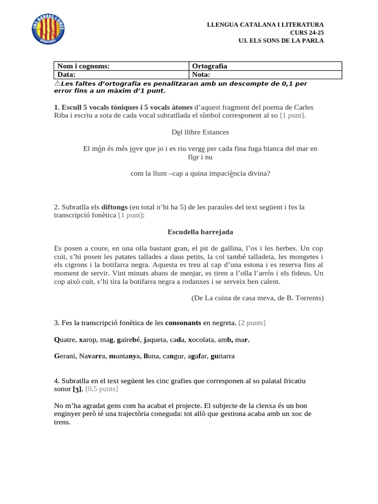 Examen Fonetica | PDF