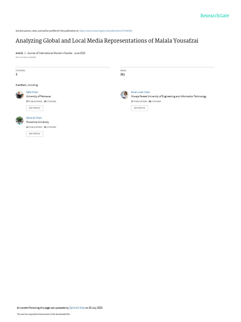 Analyzing Globaland Local Media Representationsof Malala Yousaf | PDF ...