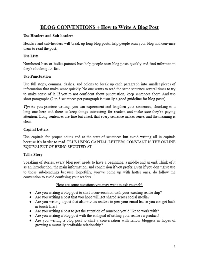 Blog Conventions - How To Write A Blog Post | PDF | Mental Health | Punctuation