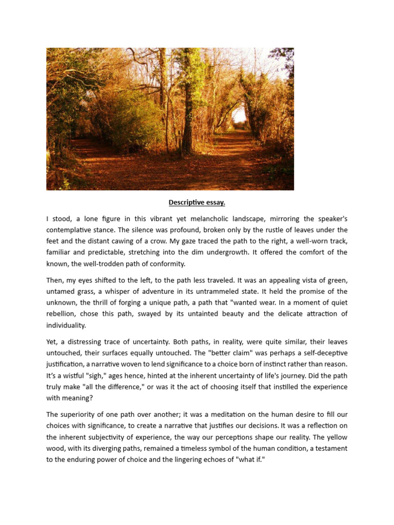Descriptive Essay. Road Not Taken | PDF