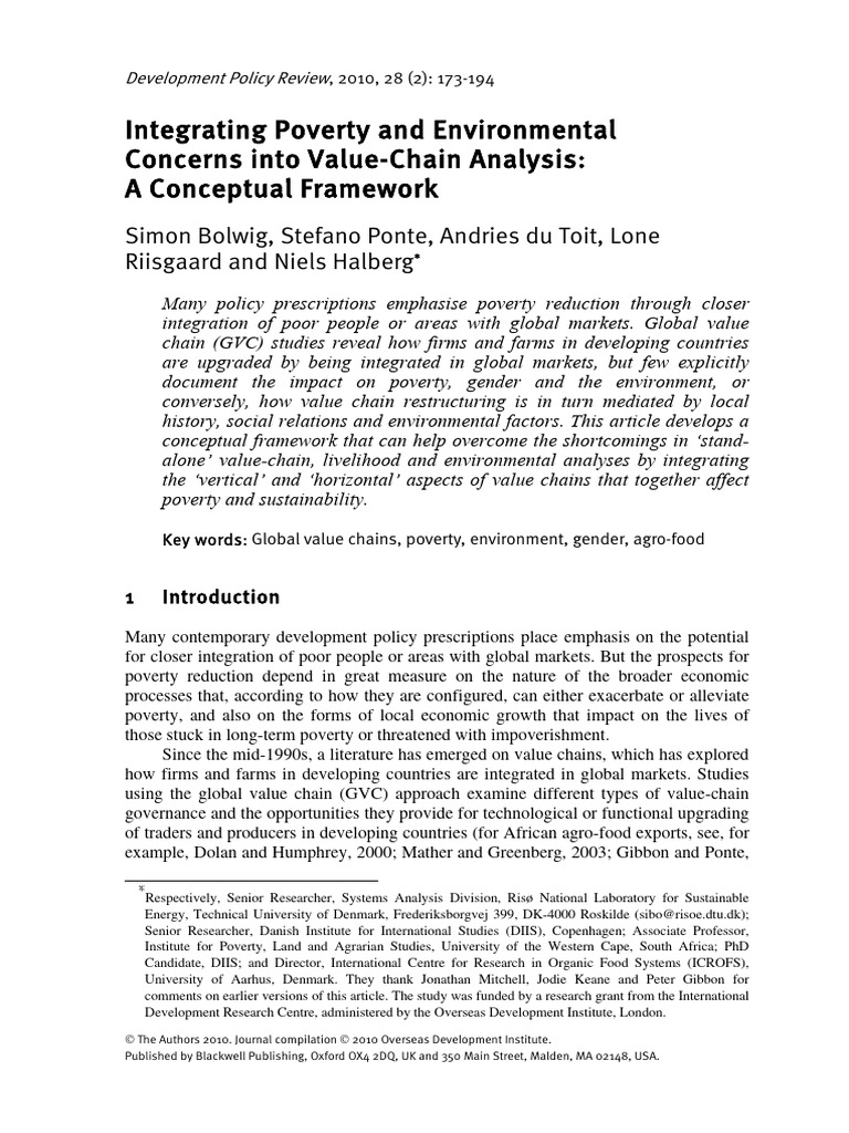 Development Policy Review - 2010 - Bolwig - Integrating Poverty and ...