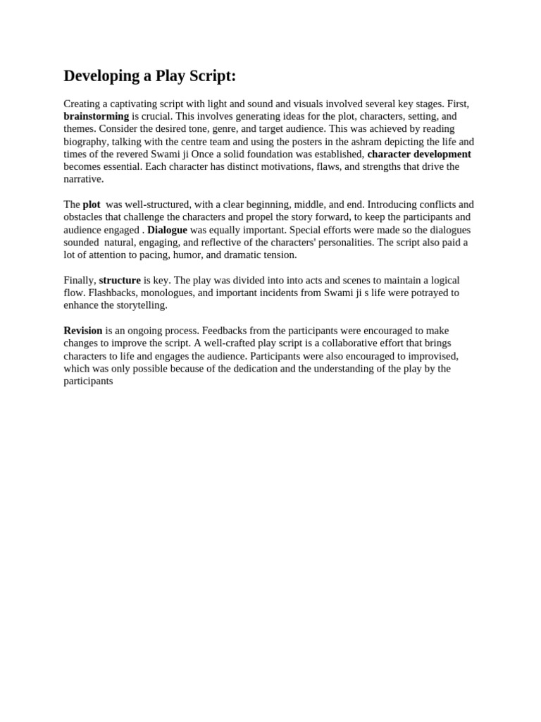 Developing A Play Script | PDF