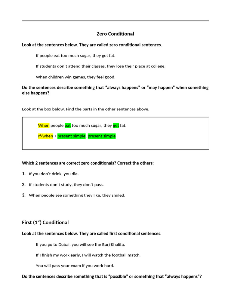 G4 Zero & First Conditionals Review | PDF