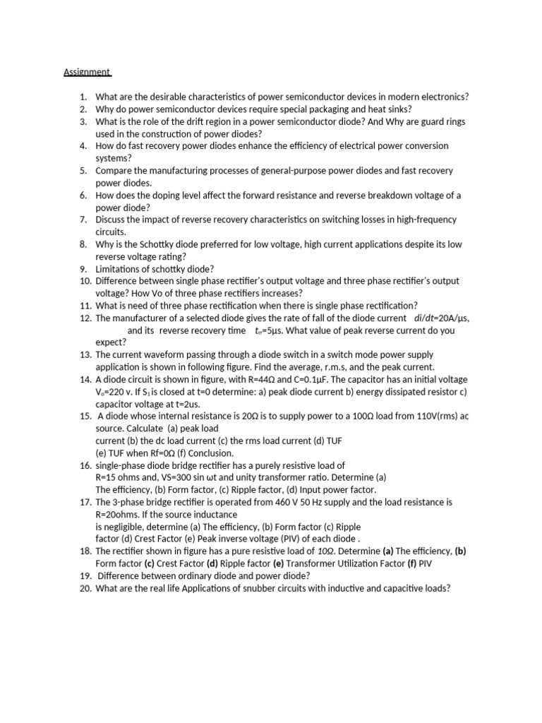 Assignment PE Updatedd | PDF | Rectifier | Diode