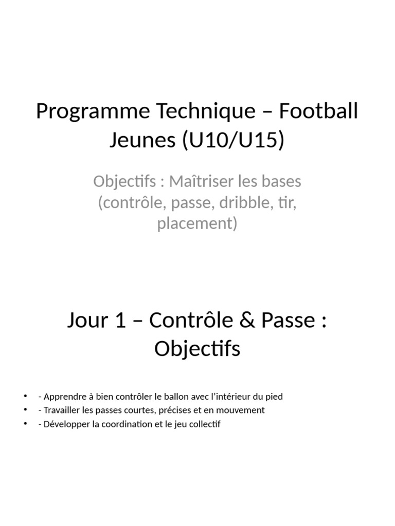Programme Foot U10 U15 Detaille Jour1 | PDF