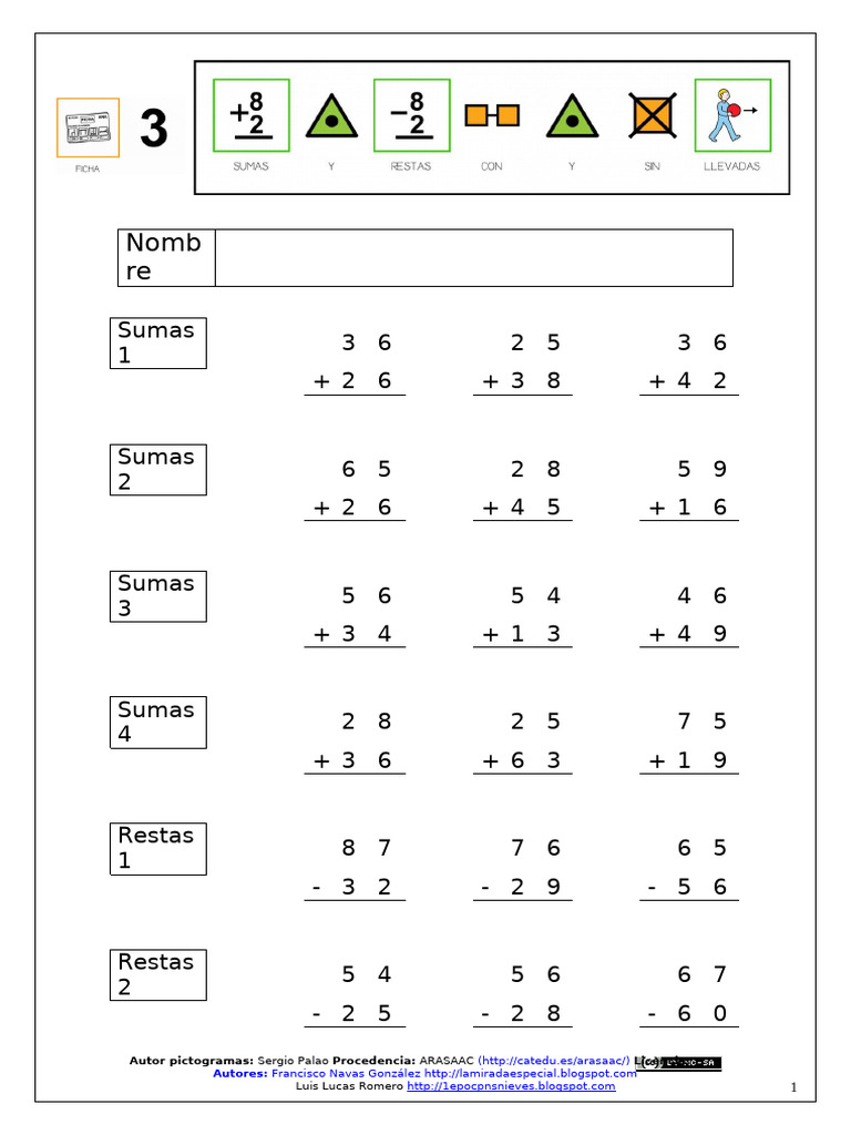 Sumas y Restas para Aprender Matemáticas | PDF