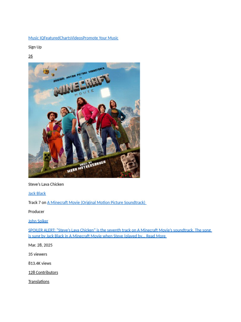 Steve's Lava Chicken Lyrics | PDF