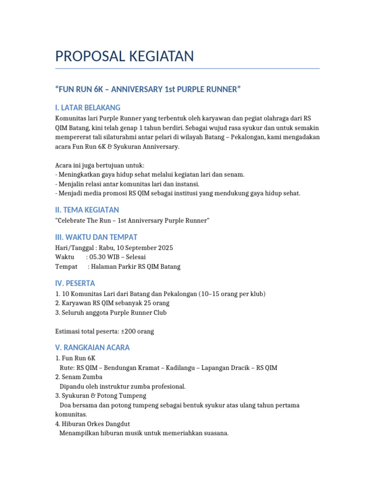 Proposal Fun Run Purple Runner | PDF