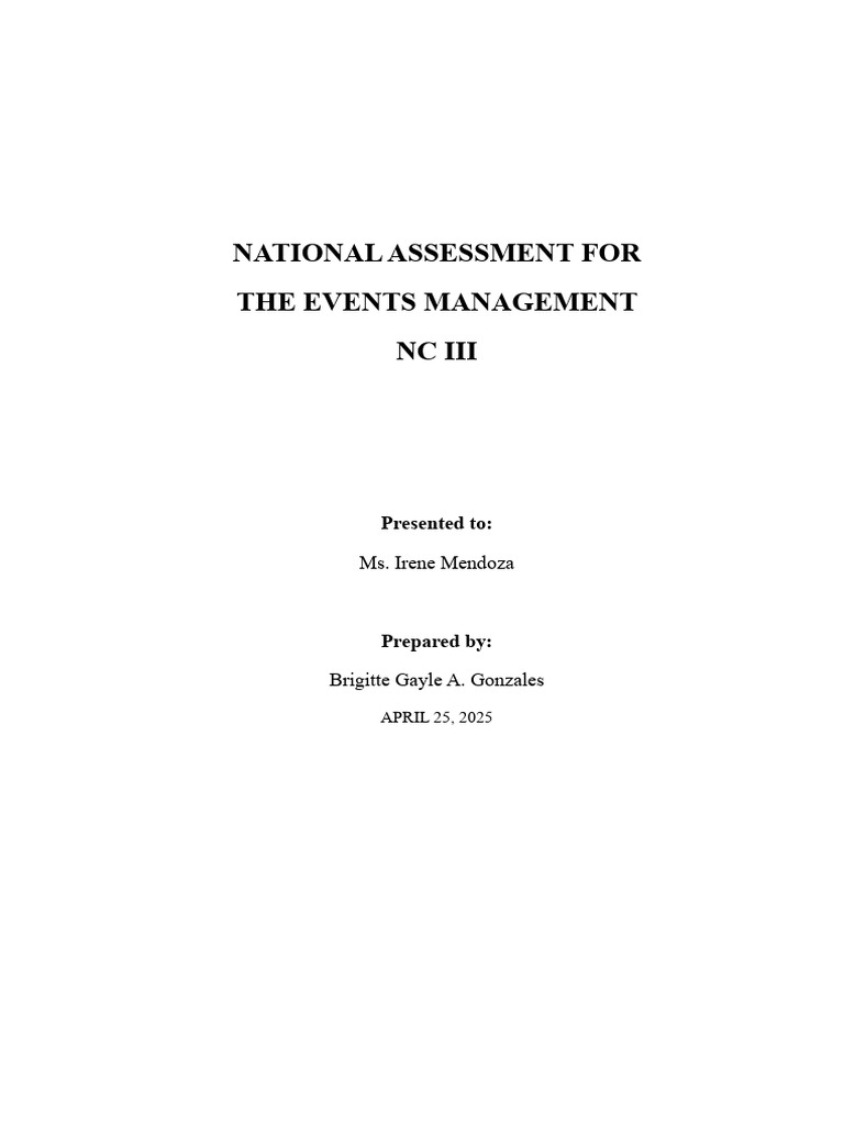 Events Proposal For NCIII NATIONAL | PDF