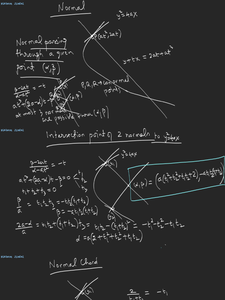 Parabola - L-06 (Class Notes) NJ - 247 | PDF