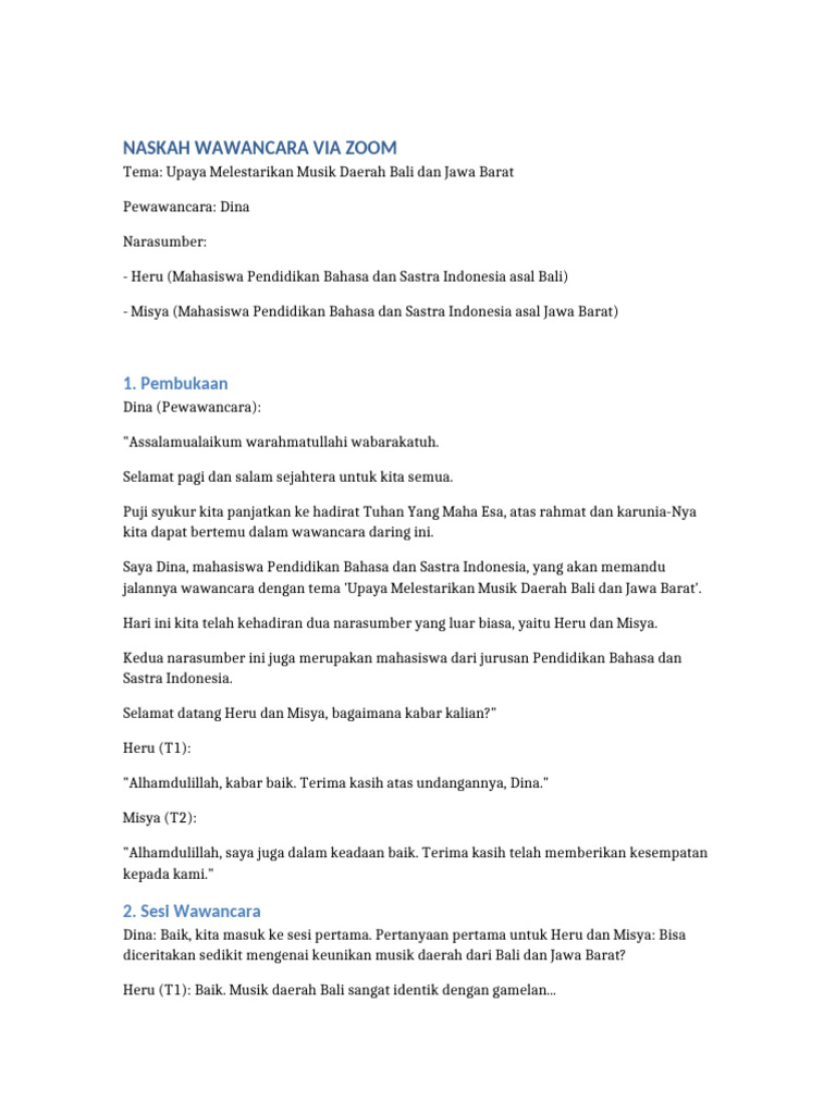 Naskah Wawancara Musik | PDF
