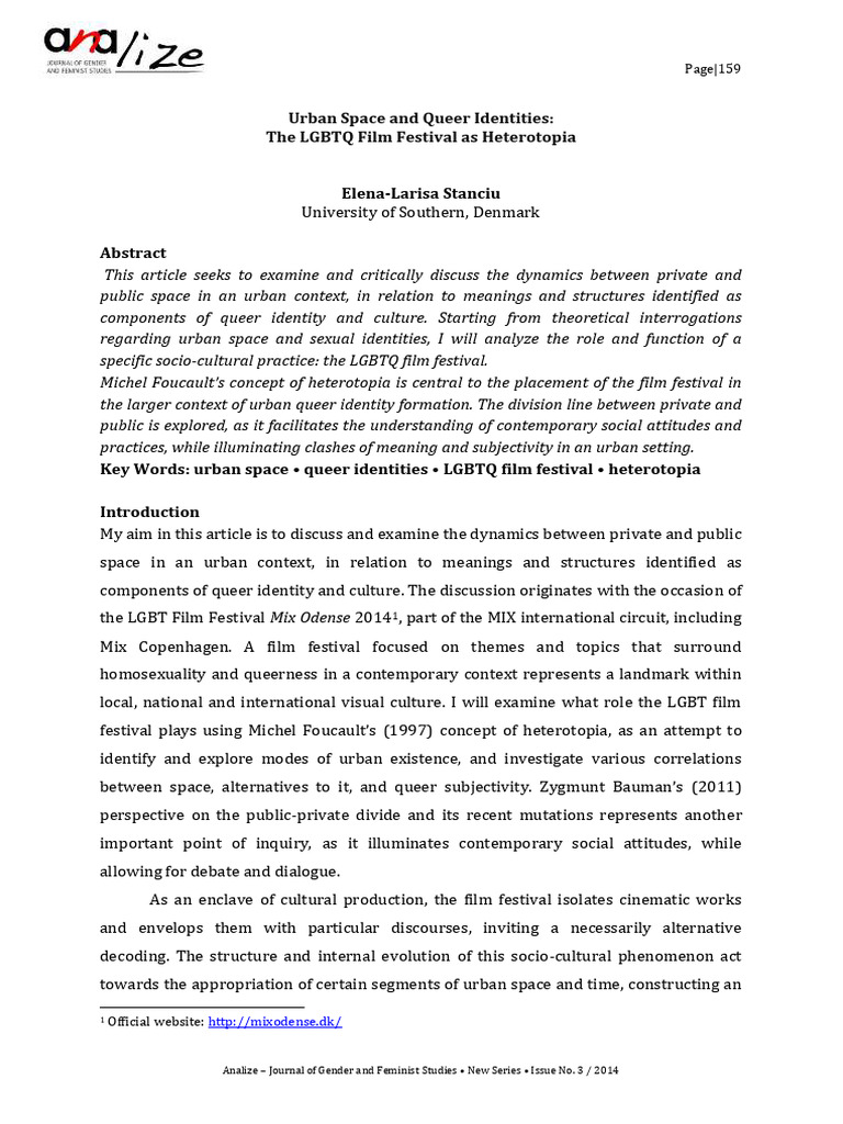 Elena Larisa Stanciu Urban Space and Queer Identities | PDF | Public Sphere | Gender