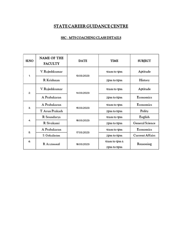 SCGC - Weekly Schedule | PDF
