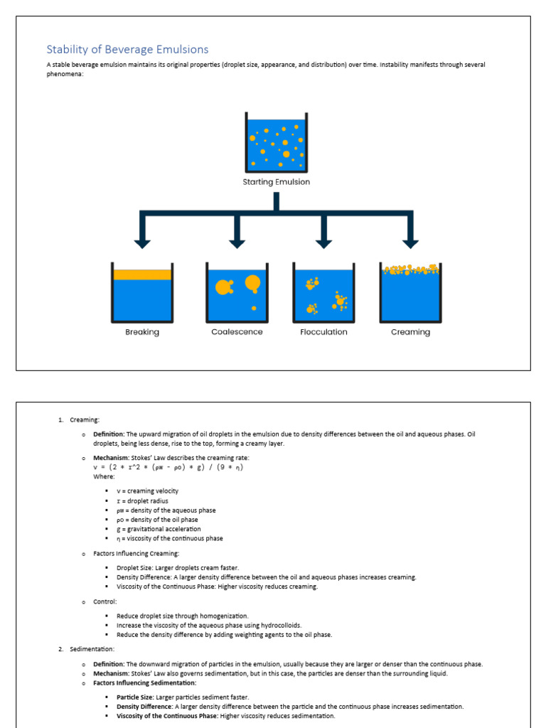 Stability of Beverage Emulsions | PDF | Colloid | Emulsion