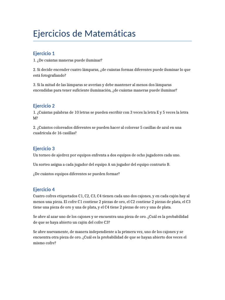 Ejercicios Matematicas | PDF