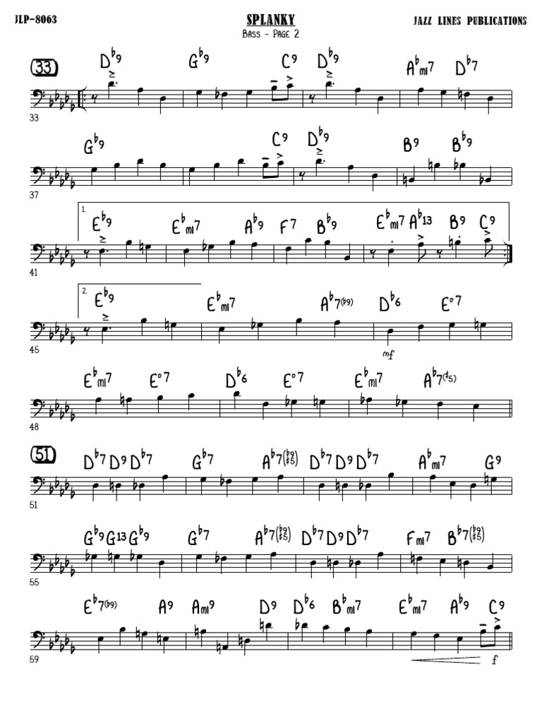 Jazz Bass Lines for "Splanky" | PDF