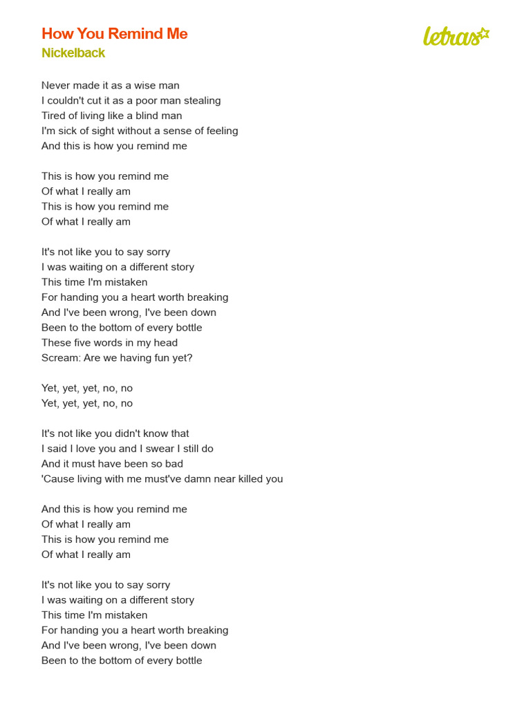 HOW YOU REMIND ME - Nickelback | PDF