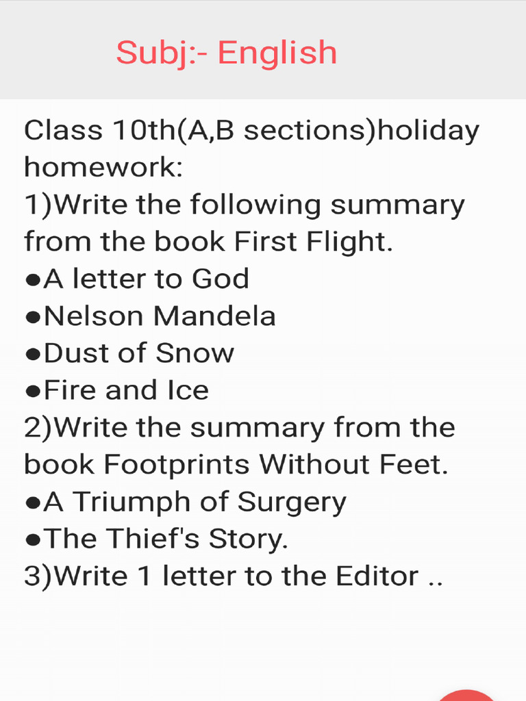 Summer HHW Class 10B | PDF