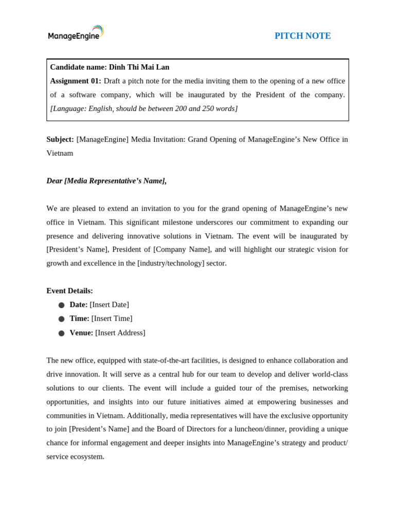 ZOHO APAC - VN PR Associate - Assigment 01 | PDF