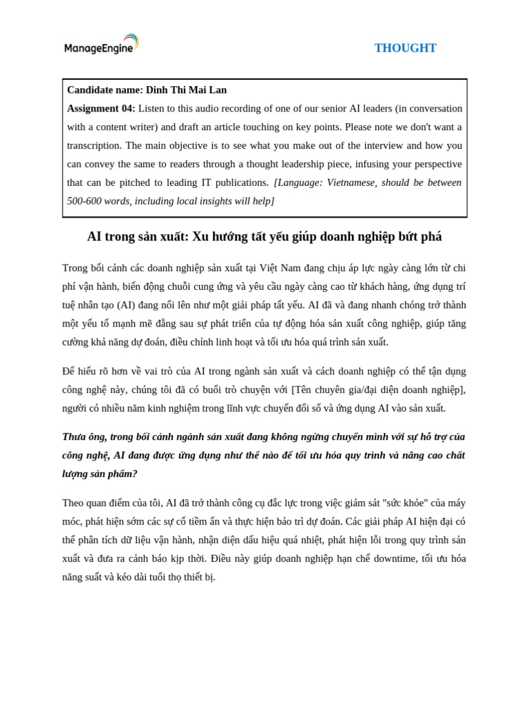 ZOHO APAC - VN PR Associate - Assigment 04 | PDF