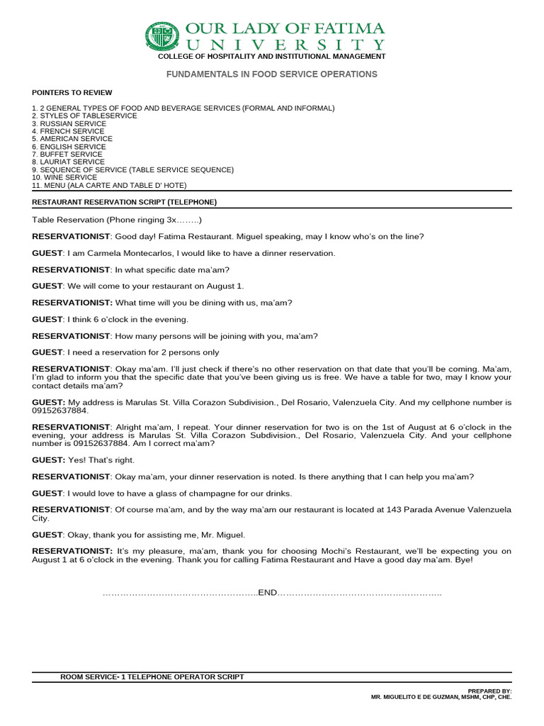 Ffso Midterm Pointers Scripts | PDF | Wine | Cuisine