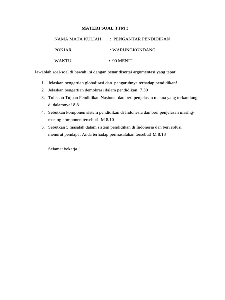 TT3 PENGANTAR PENDIDIKAN | PDF