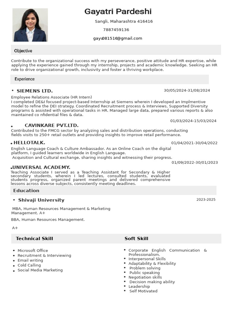 Gayatri Pardeshi Resume Word (4) .PDF - 20250117 - 165002 - 0000 | PDF | Human Resource ...