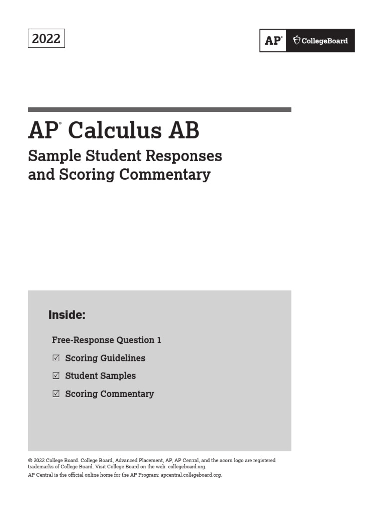 2022 AP Calculus AB FRQ Scoring Guide | PDF | Calculus | Numbers