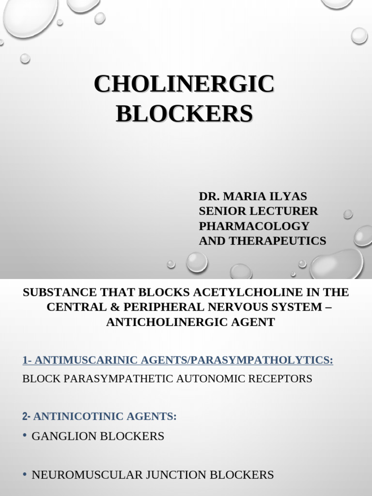 Anti Muscrinic Drugs | PDF | Acetylcholine | Drugs Acting On The Nervous System