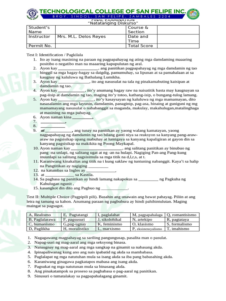 Diskurso - Finals | PDF
