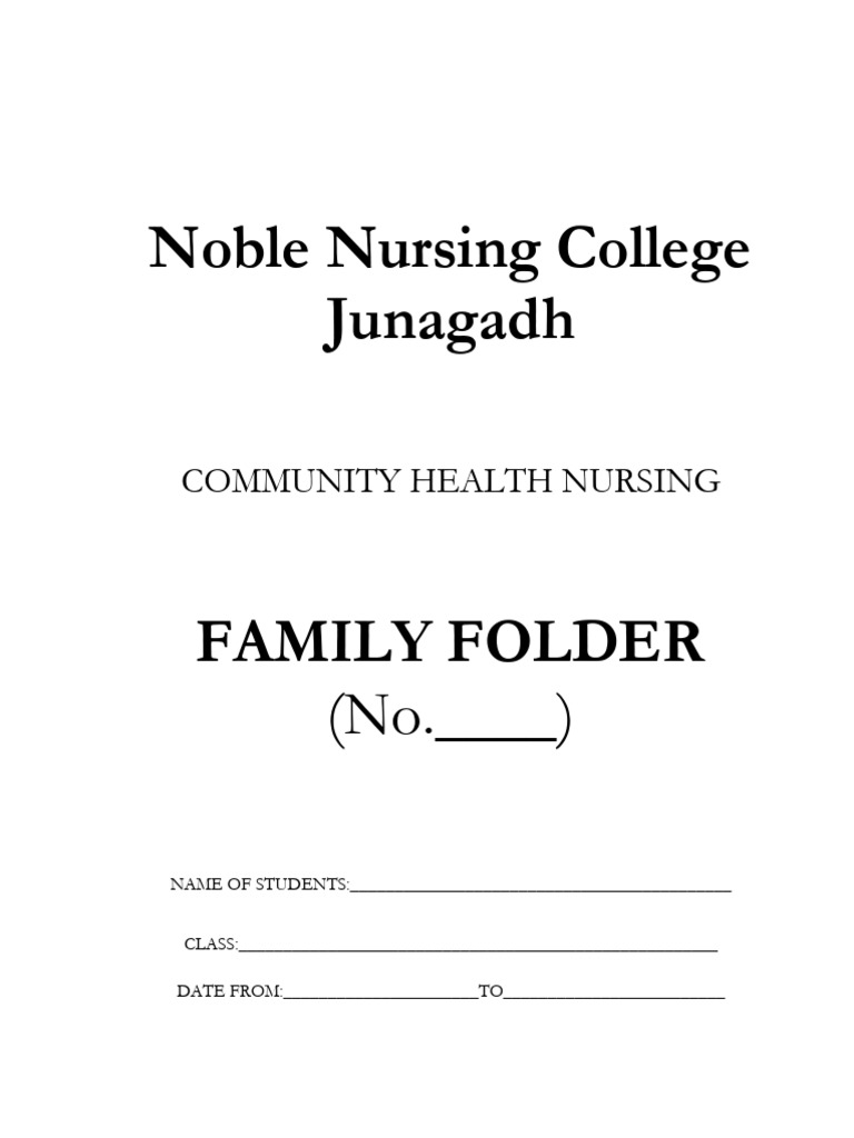 Community Health Nursing Family Folder | PDF