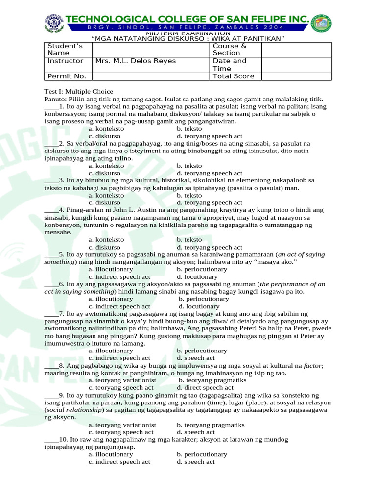 Midterm Diskurso | PDF