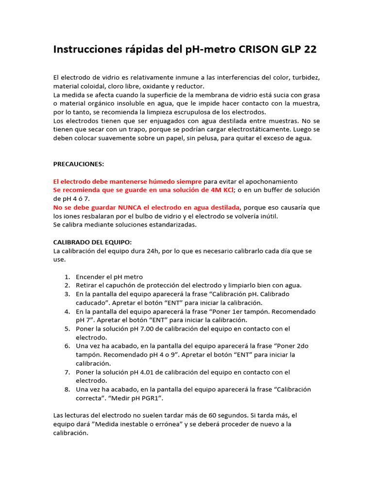 Crison GLP 221 | PDF | Química analítica | Química Física