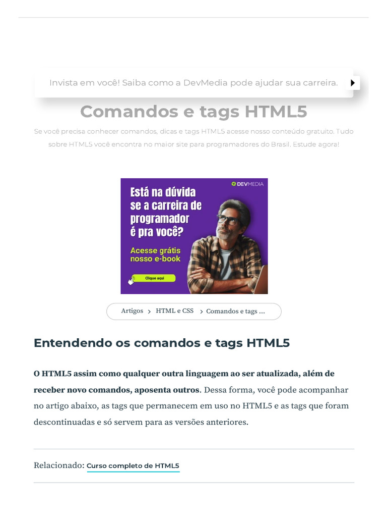 Comandos e Tags do HTML5 | PDF | Html5 | Html