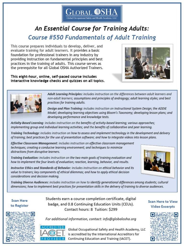 #550 Fundamentals of Adult Training Course Brochure | PDF | Learning ...