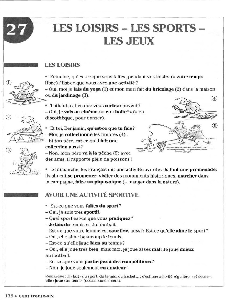 Les Loisirs (Vocabulaire Progressif Du Français - Niveau Débutant) | PDF