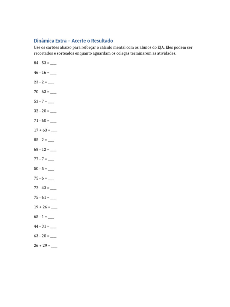Dinamica Acerte o Resultado EJA | PDF