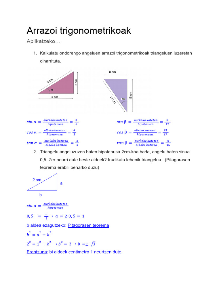 2 Arrazoi Trigonometrikoak - EBATZITA | PDF