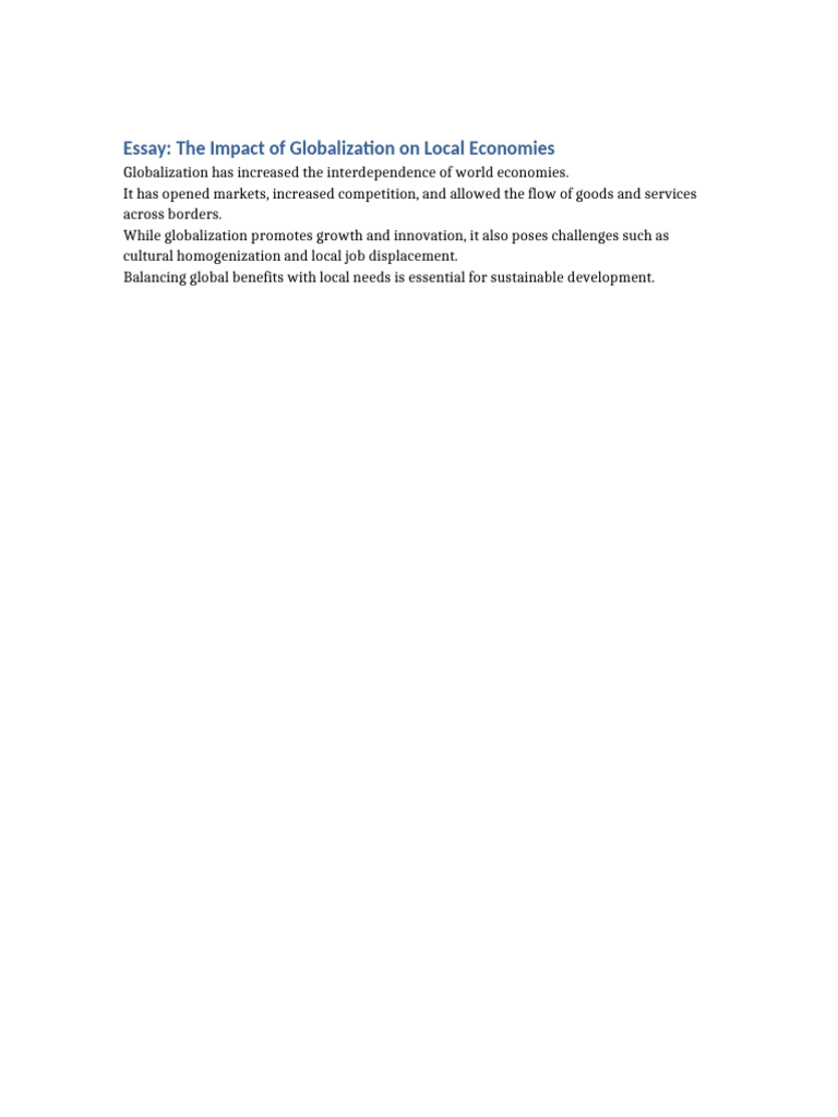 Essay Globalization | PDF