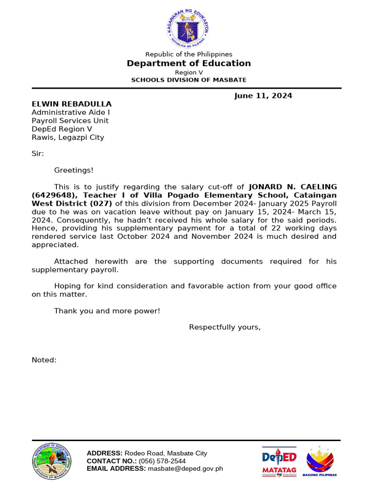 Justification Letter - Sample | PDF