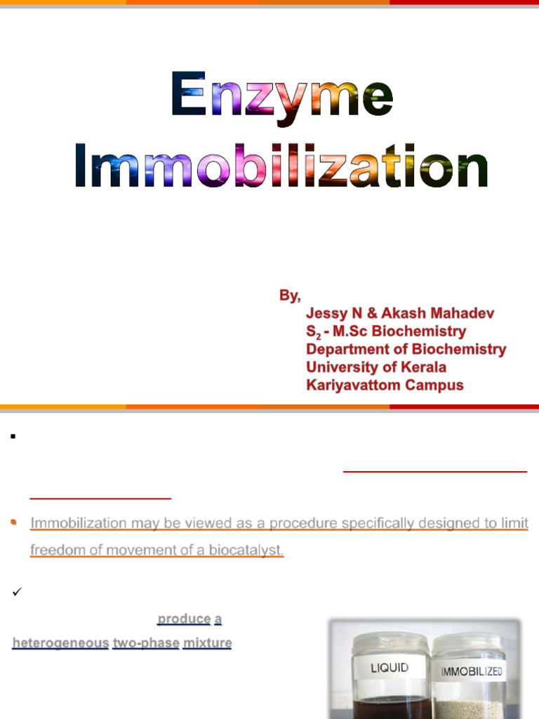 Enzyme Immobilization Slides From Internet | PDF | Enzyme | Adsorption