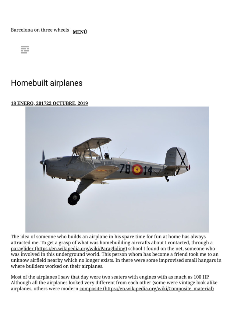Homebuilt Airplanes - Barcelona On Three Wheels | PDF | Homebuilt ...