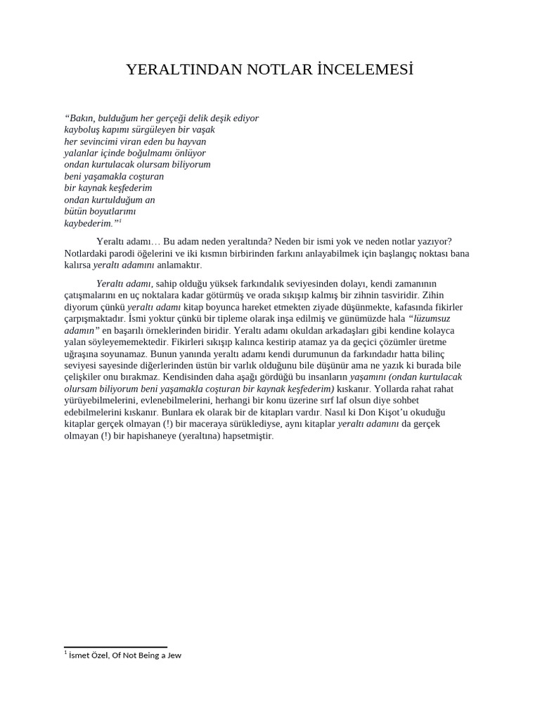2-Yeraltından Notlar İncelemesi | PDF