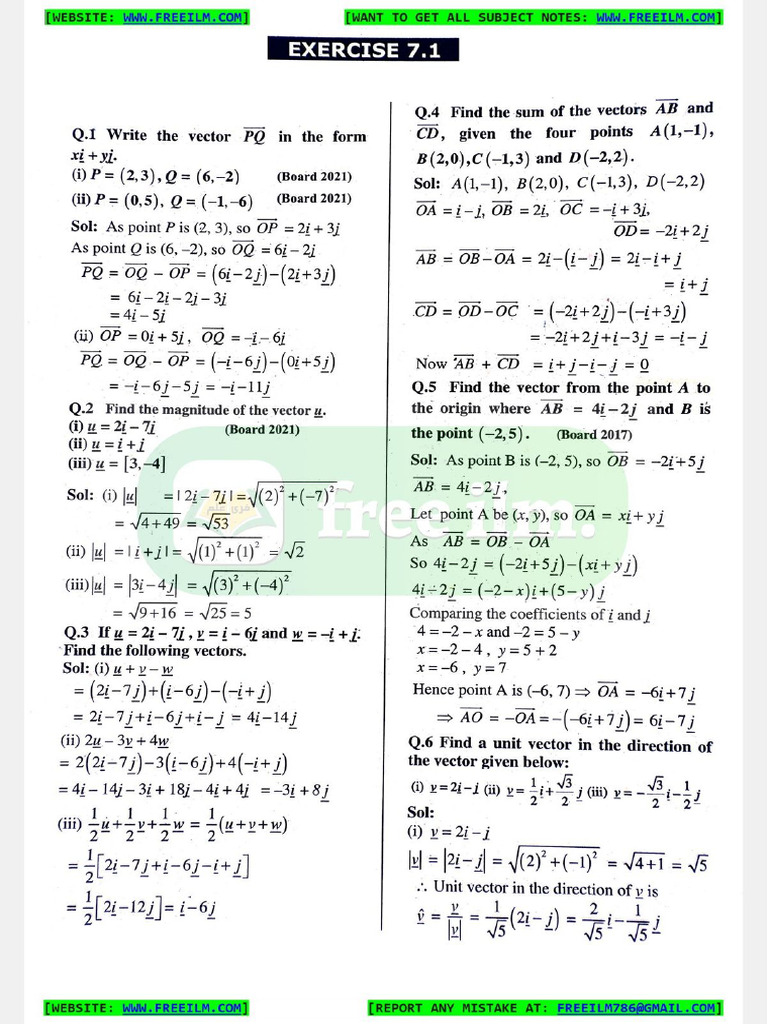 12th Maths Chap7 Ex 7.1 | PDF
