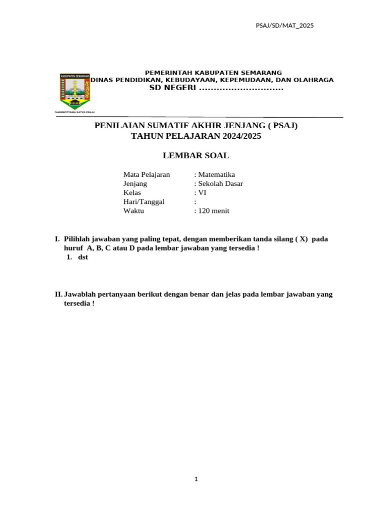 Cover Soal PSAJ 2025 | PDF