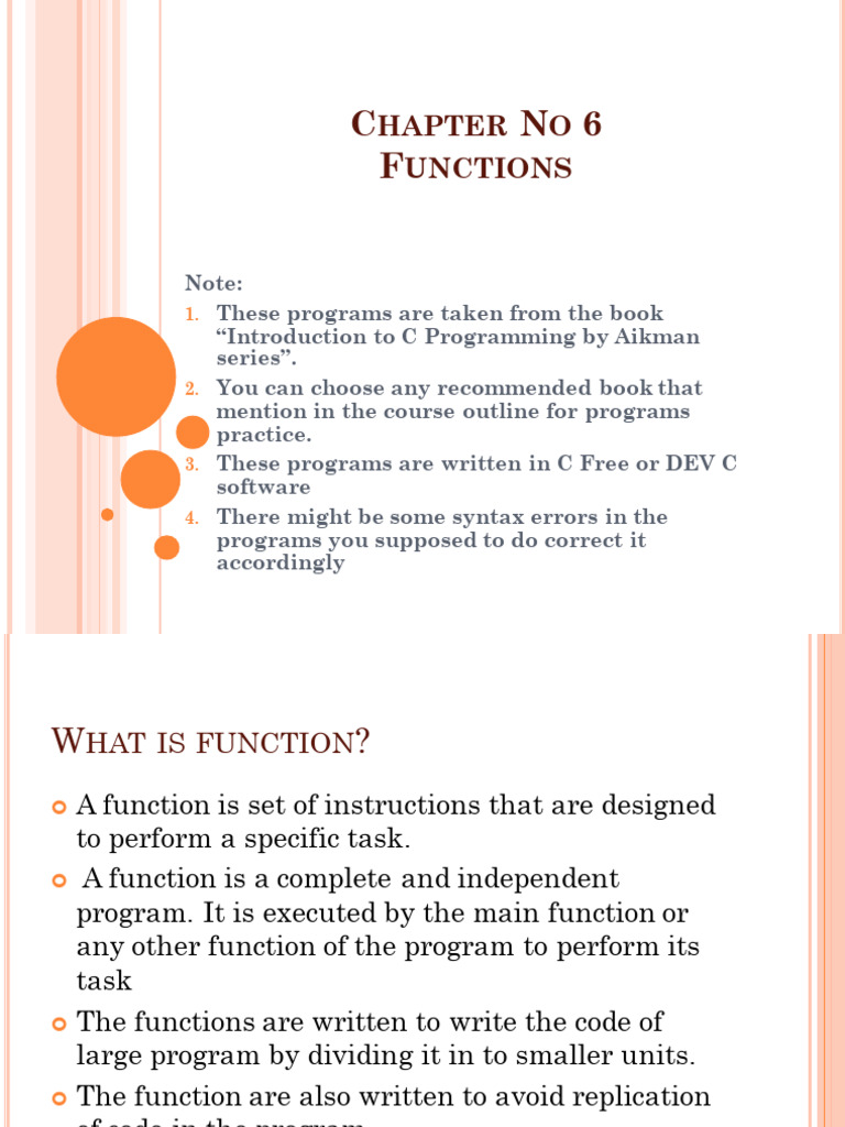 Chapter No 6 Functions | PDF | Parameter (Computer Programming) | Computer Program