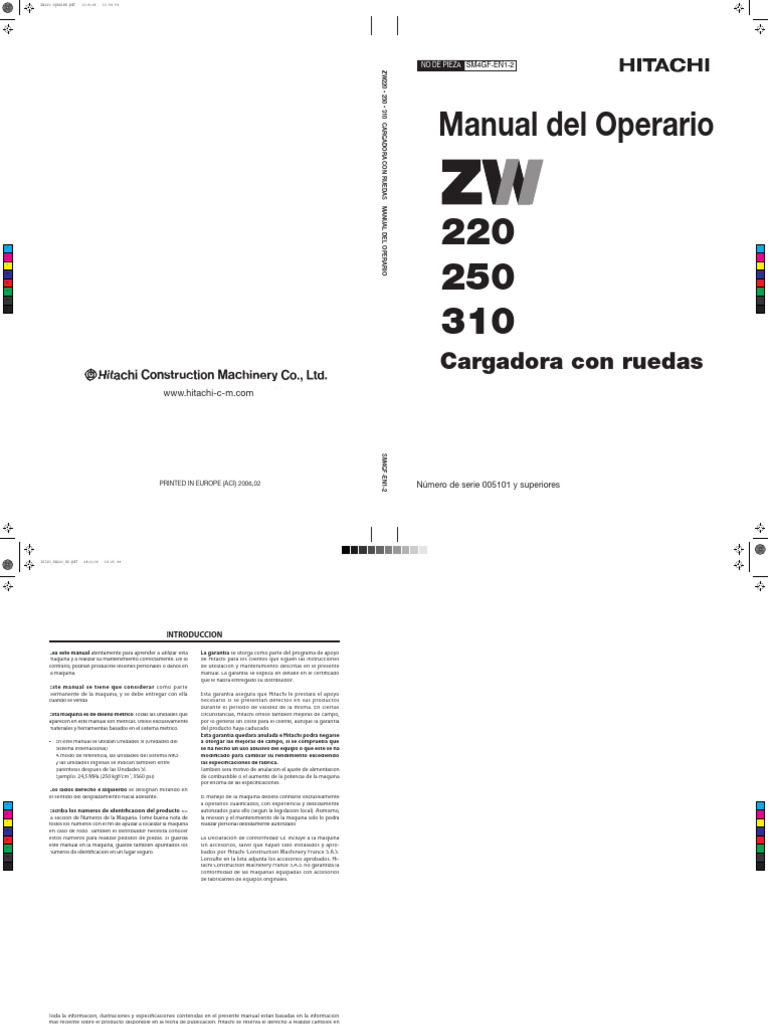 ZW220 - 250 - 310-Manual Operario | PDF | Cambiar | Motores