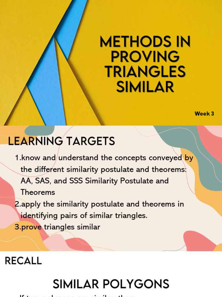 9.2 Methods in Proving Triangles Similar | PDF | Triangle | Mathematics