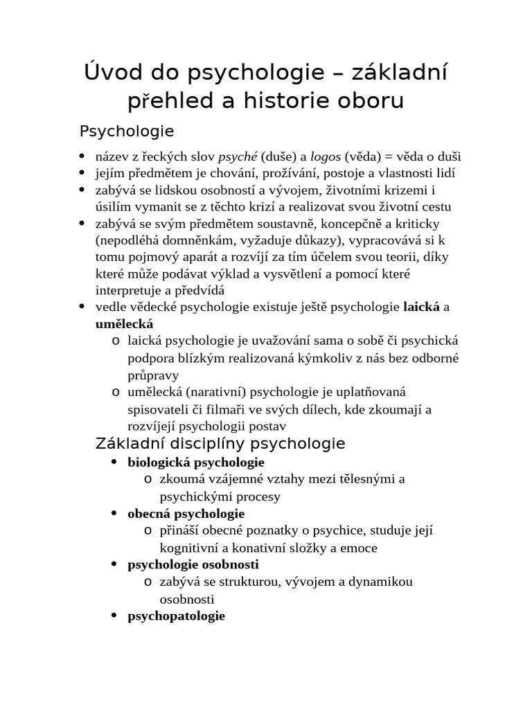 Psychologie Poznamky | PDF