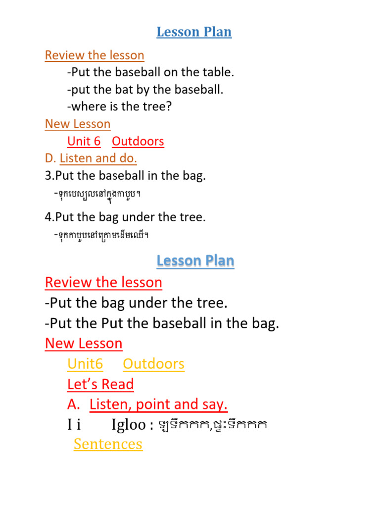 Lesson Plan Let's Go 1 | PDF